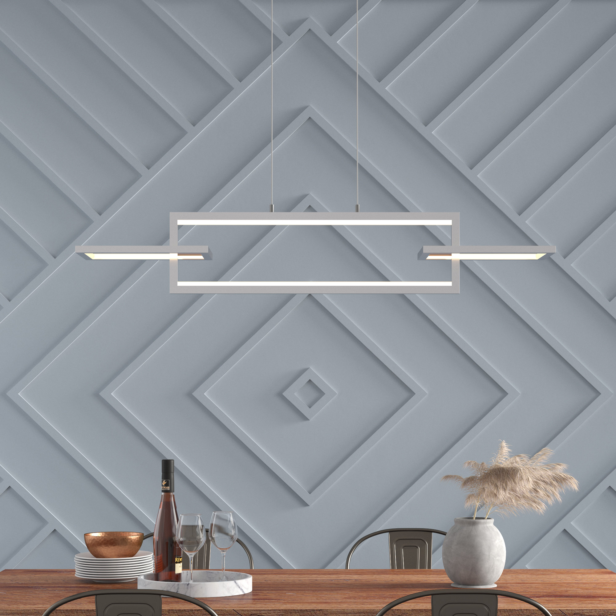 Wade Logan® Siri 3 - Light Kitchen Island Geometric LED Pendant ...