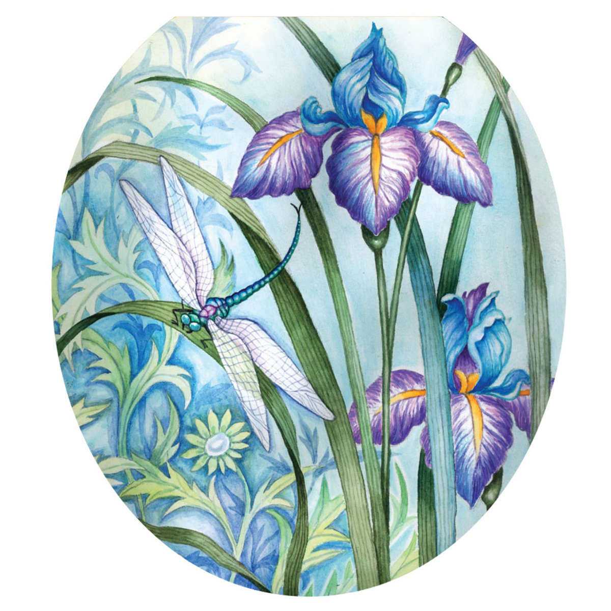 Toilet Tattoos Floral Iris Dragonfly Toilet Seat Decal – Toilet Tattoos ...