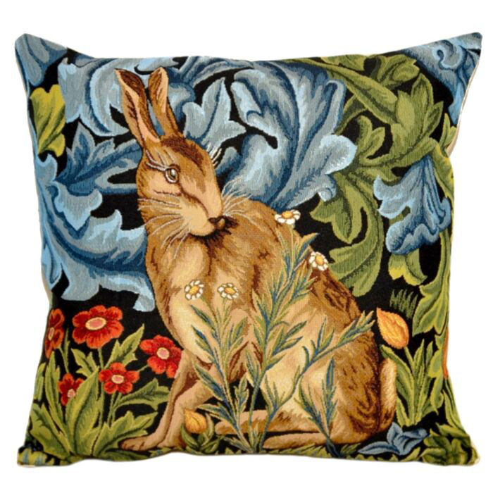 Organic Club Bunny. William Morris Tapestry Pillow 18х18" | Wayfair