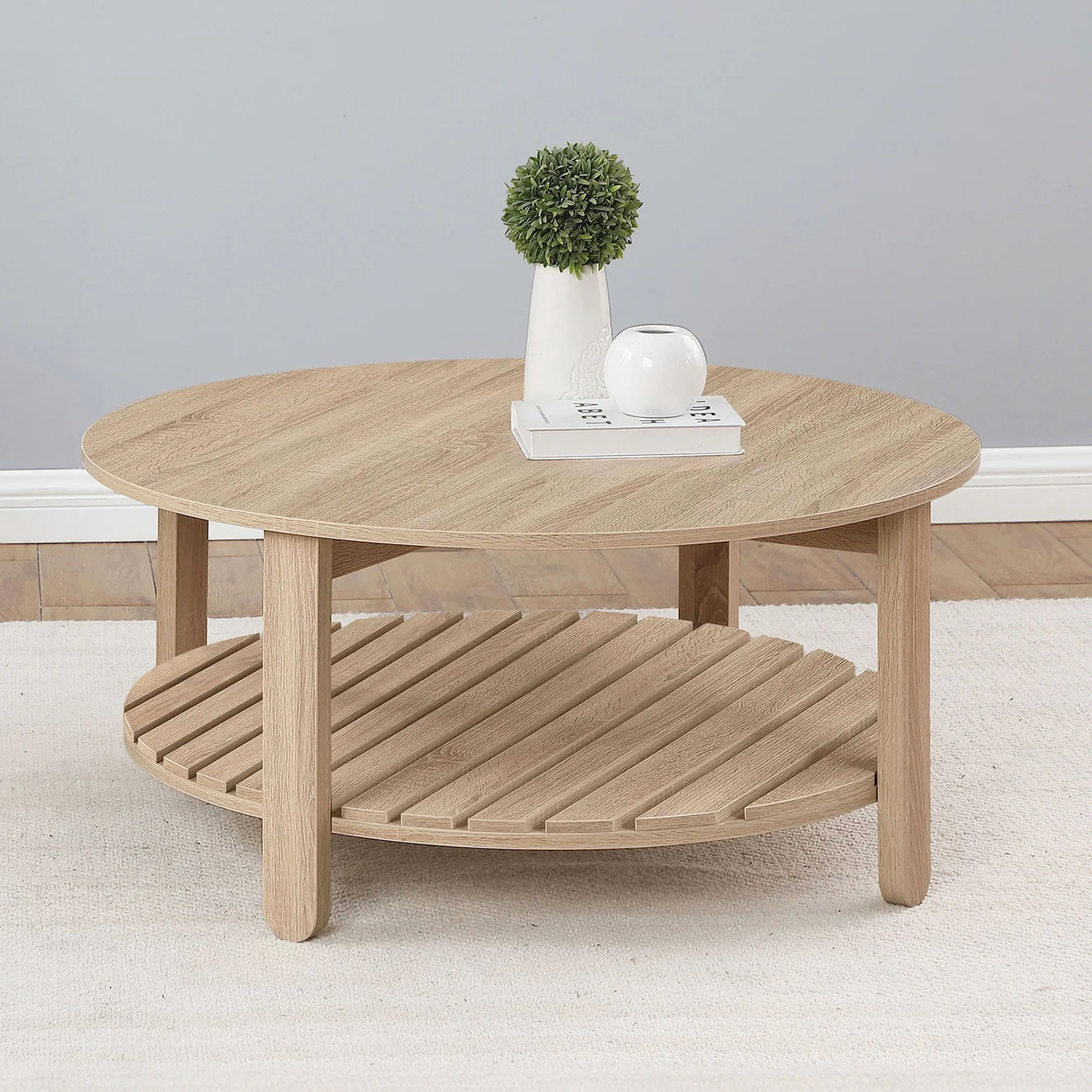 Ophelia & Co. Round Coffee Table With Bottom Shelf | Wayfair
