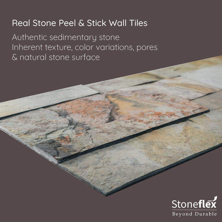 STONEFLEX 5.9'' W x 23.6'' L Natural Stone Peel and Stick Subway Tile ...