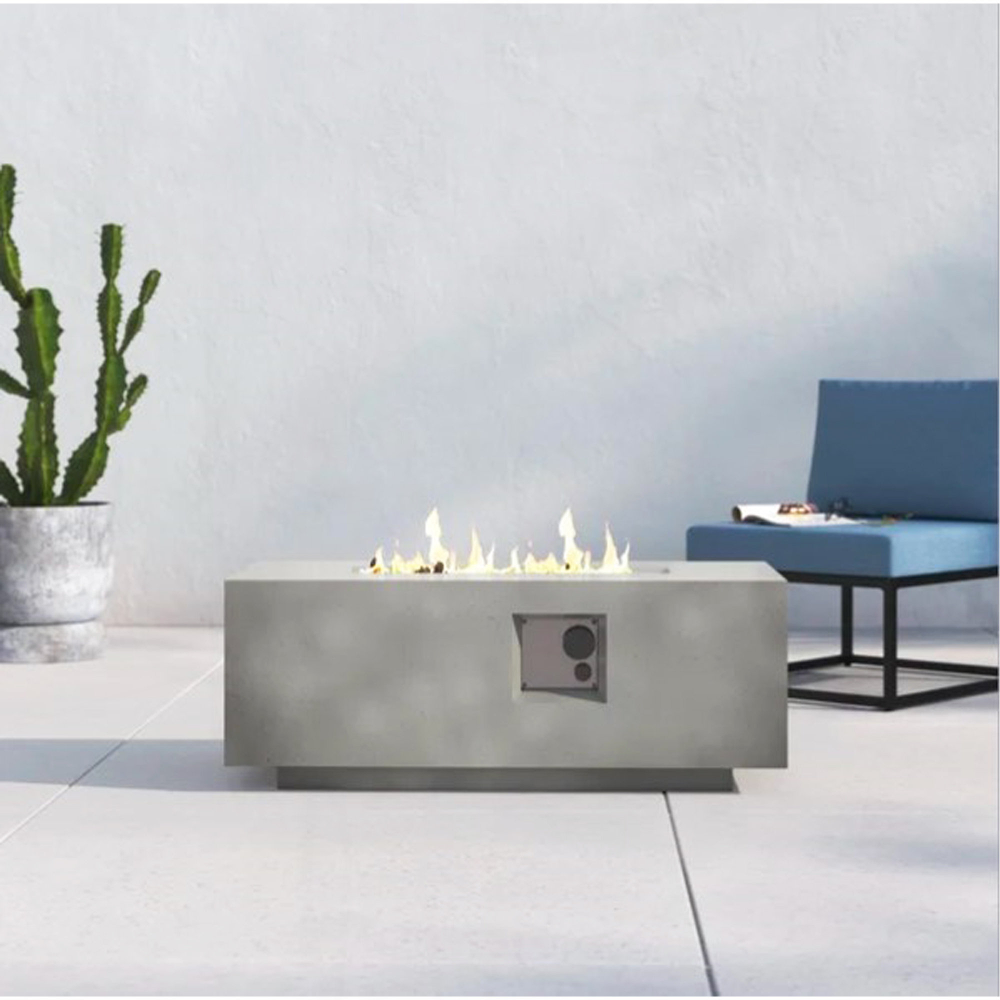 Latitude Run® Concrete Propane Outdoor Fire Pit Table(Gray Concrete ...