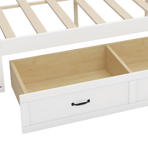 Red Barrel Studio® L-Shaped Corner Bed Frame With Drawer, Bookcase, Led ...