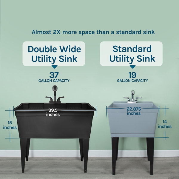 Utility-Sink Évier de buanderie autoportant 37 gallons avec robinet ...