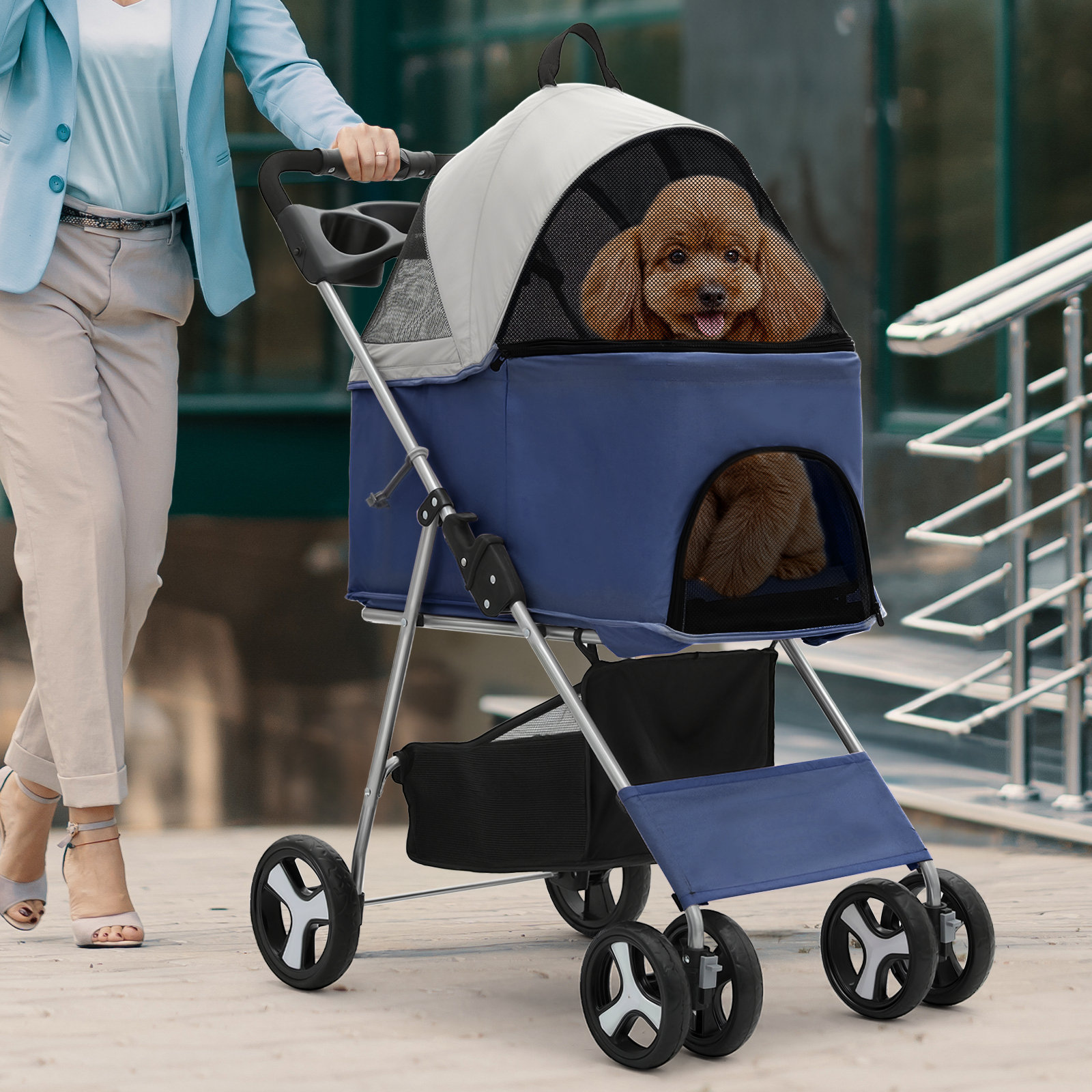 Bring Home Furniture 3-In-1 Pet Stroller Foldable Pet Stroller With ...