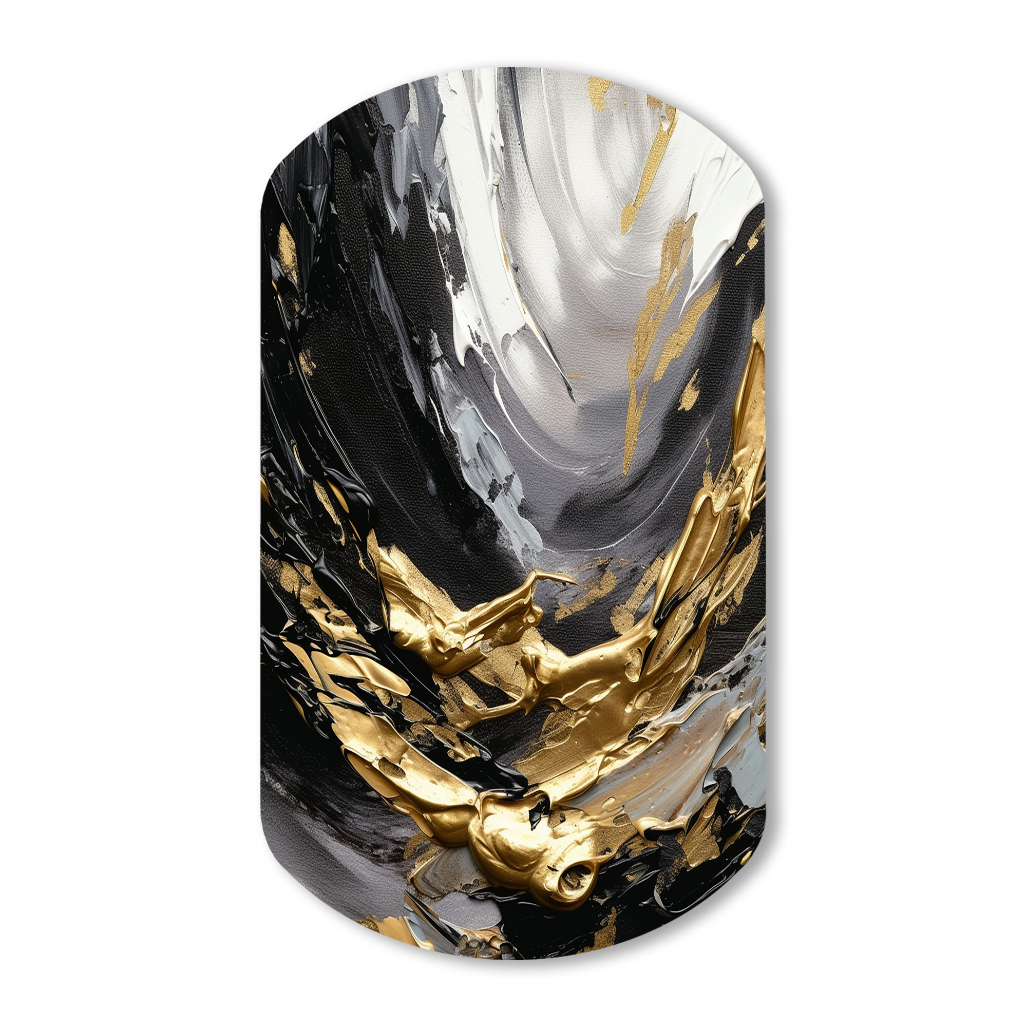 Design Art Golden Wave Reflections VIII - Abstract Cylinder Shape ...