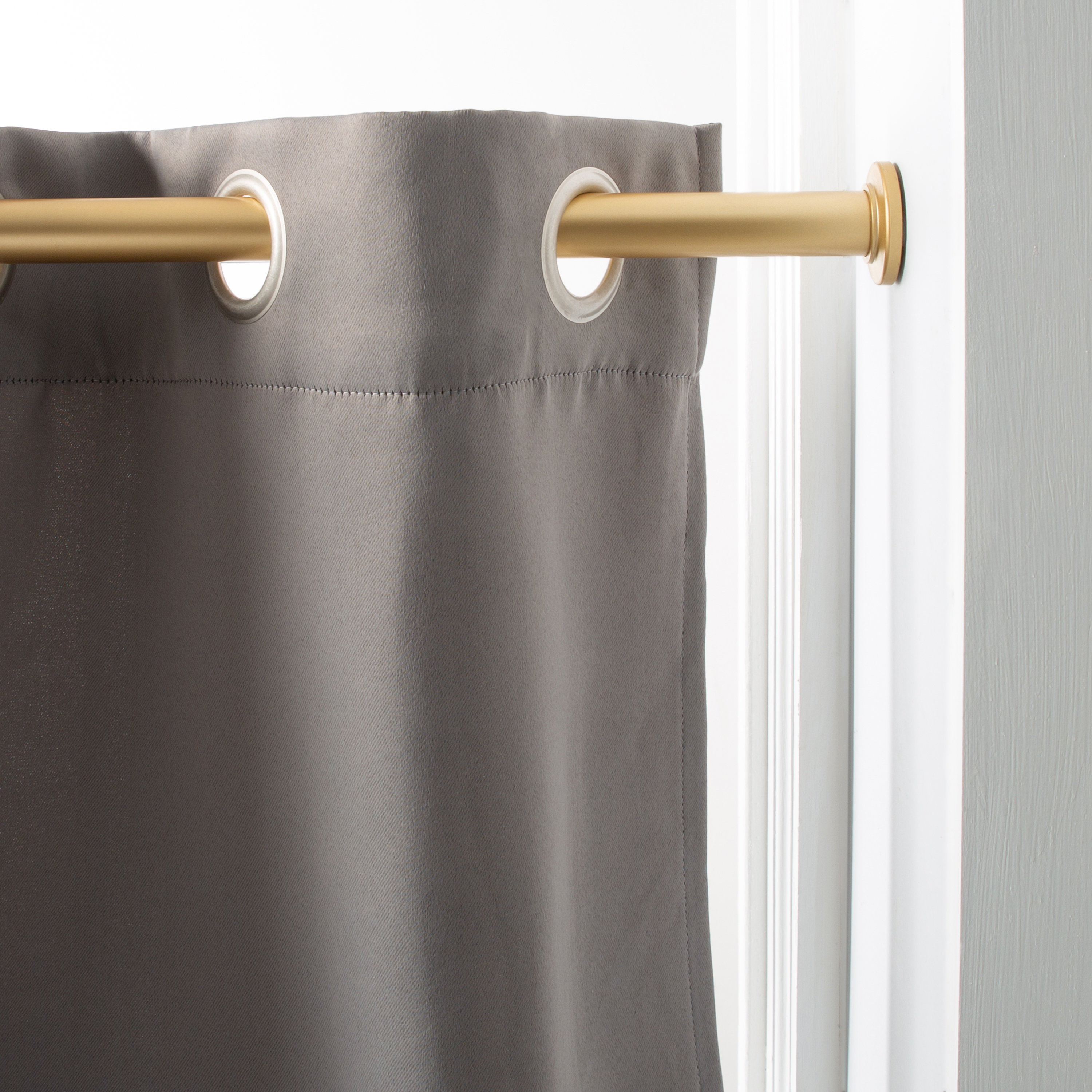 Everly Quinn 24"-42" Adjustable Tension Curtain Rod In Satin Gold ...