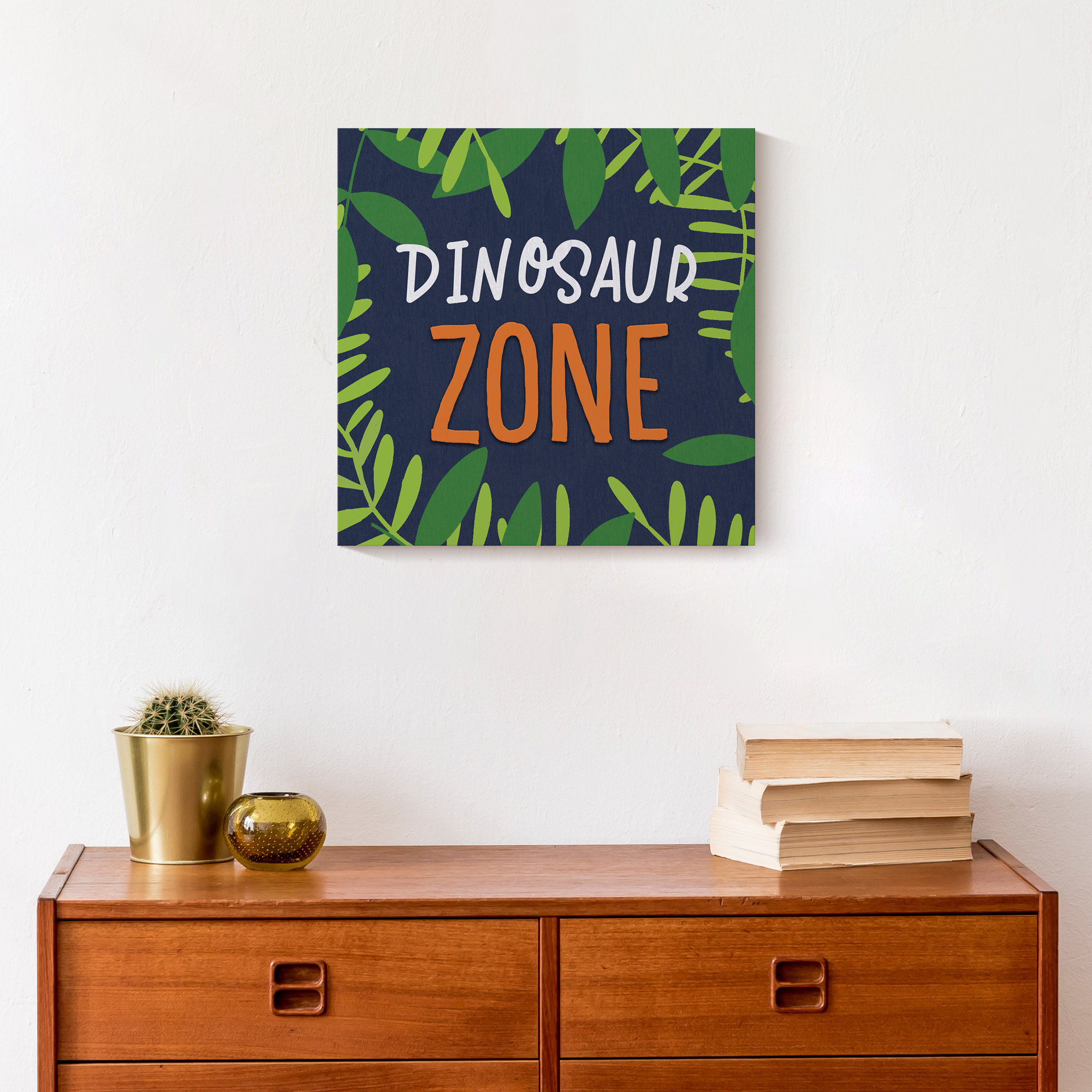 Zoomie Kids Dinosaur Zone - Wrapped Canvas Textual Art | Wayfair