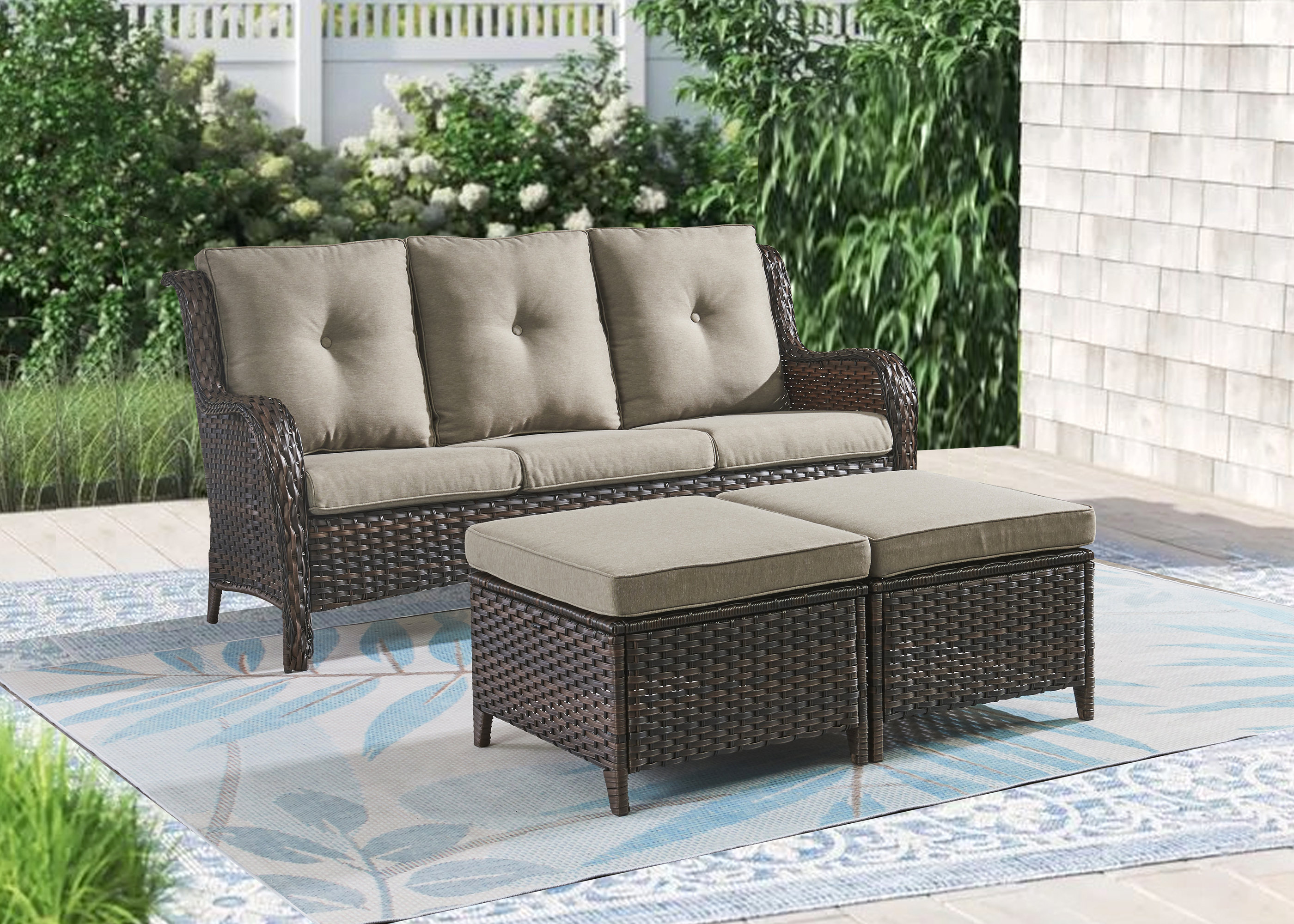 Wildon Home® Bonia 74'' Wide Outdoor Wicker Patio Sofa with Cushions ...