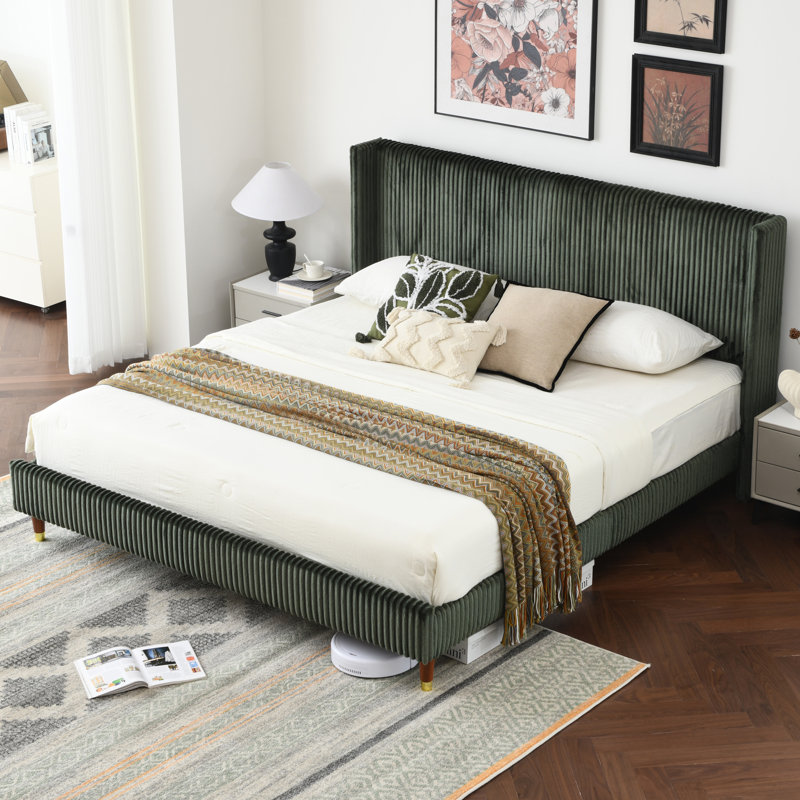 Mercer41 Luxury Modern Wingback Corduroy Upholstered Bed & Reviews ...