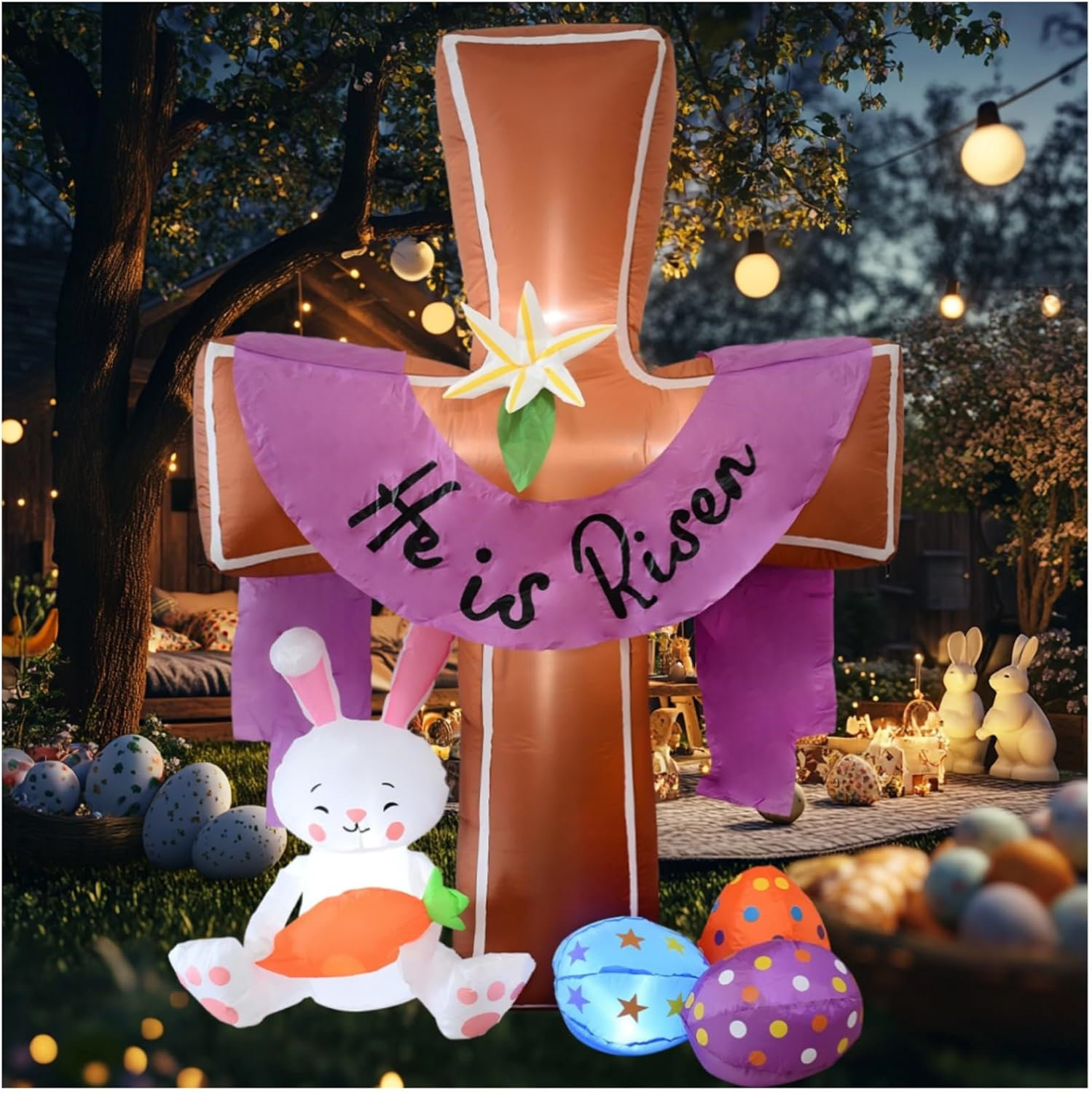 The Holiday Aisle® 6FT Easter Inflatables Cross Outdoor Decorations,He ...