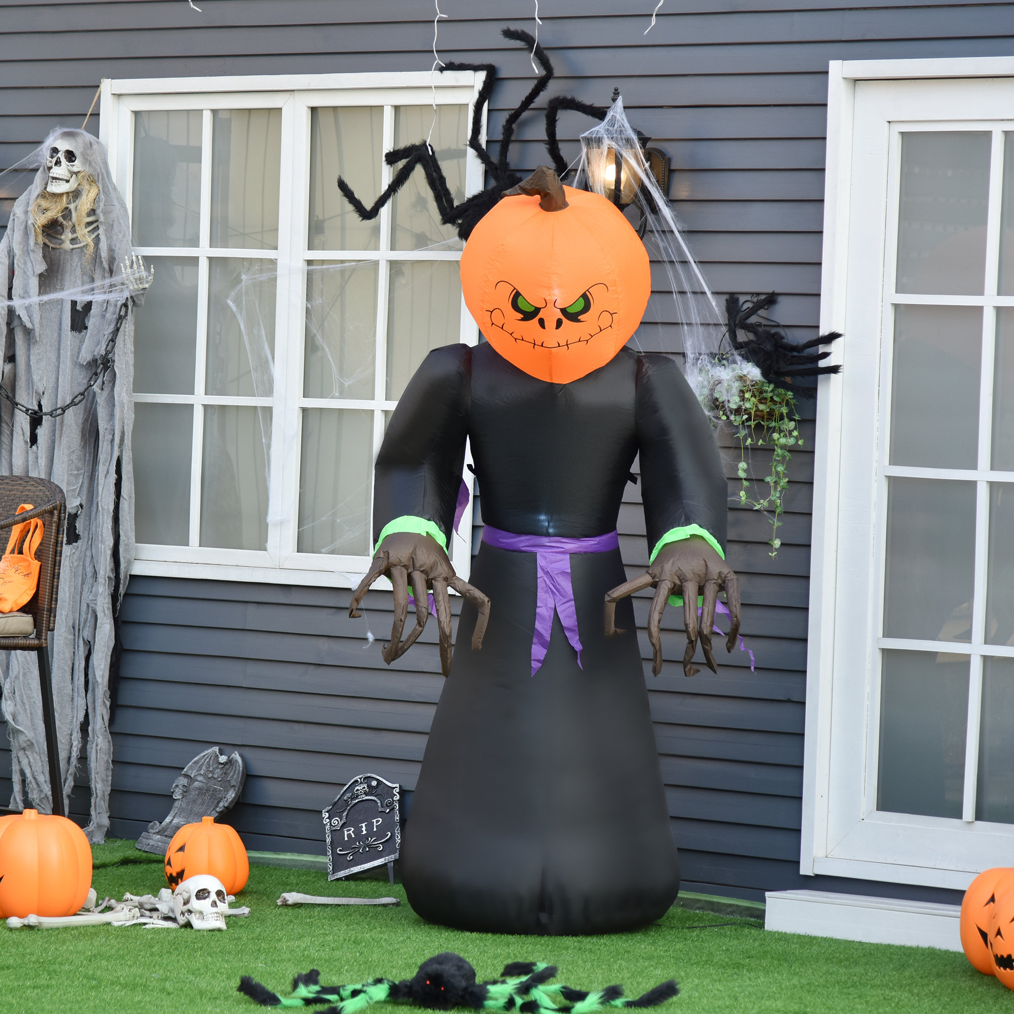The Holiday Aisle® Halloween Pumpkin Reaper Light Up Yard Decoration ...