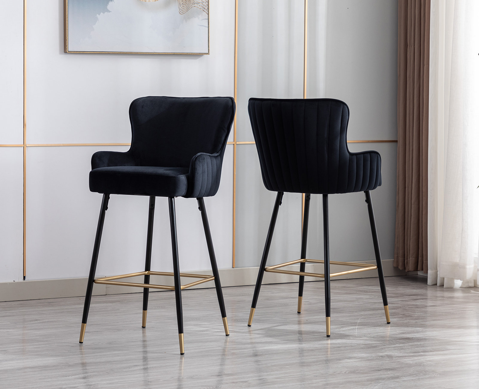 Everly Quinn Semire Upholstered Full Back Bar & Counter Stool with ...