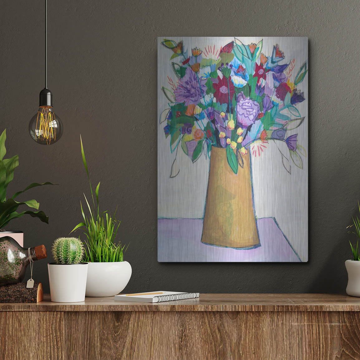 Lark Manor Blooms In Goldenrod Vase' by Jeri Hauth Metal Wall Art ...