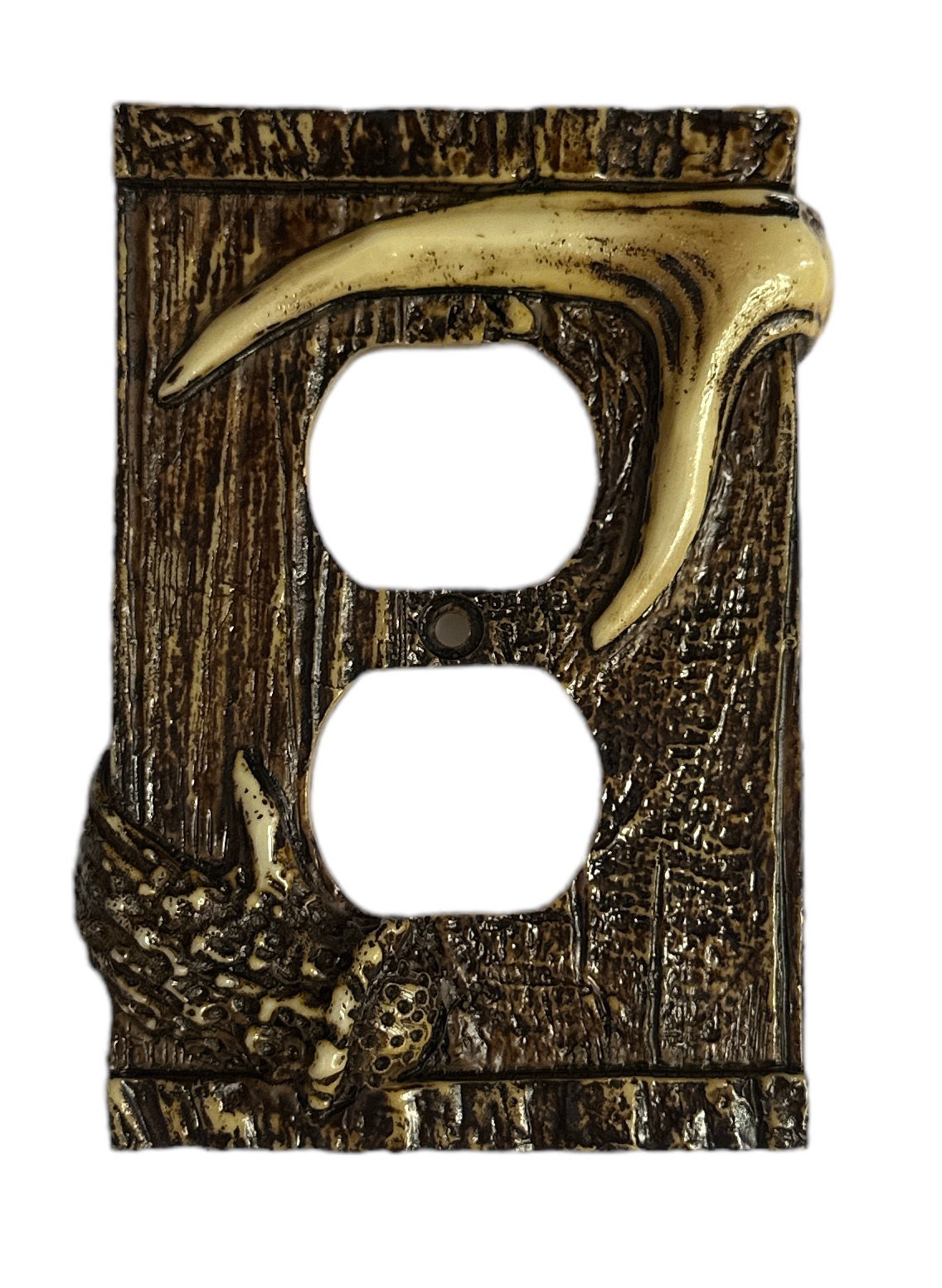 De Leon Collections Polyresin Deer Antler Aged Wood Accent 1-Gang ...