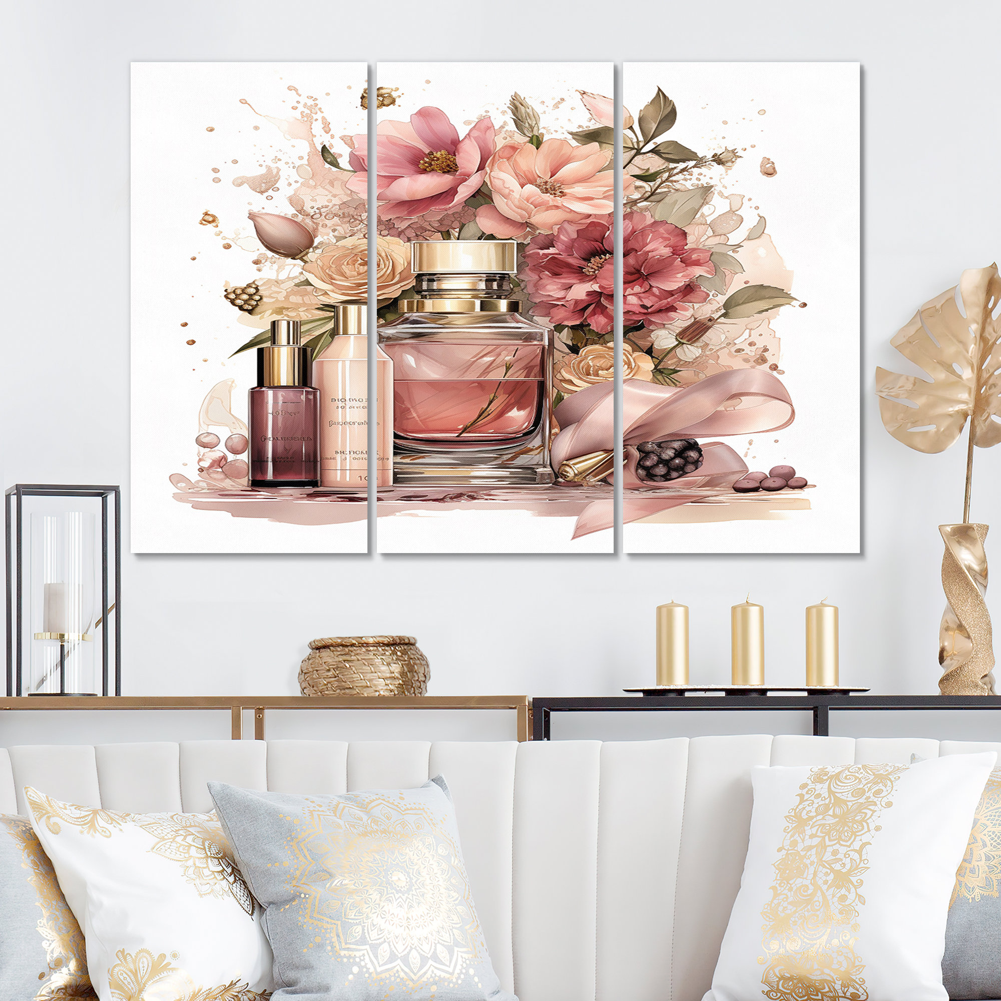 Design Art Pink & Gold Cosmetics Boho Chic Beauty Make-Up V ...