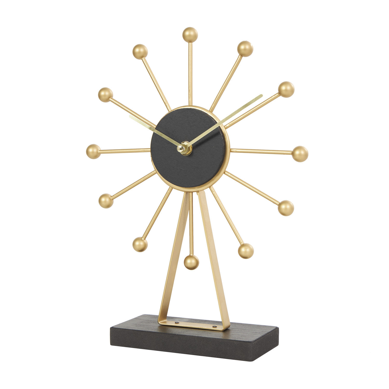Mercer41 Metal Sunburst Decorative Gold Clock with Black Base and ...