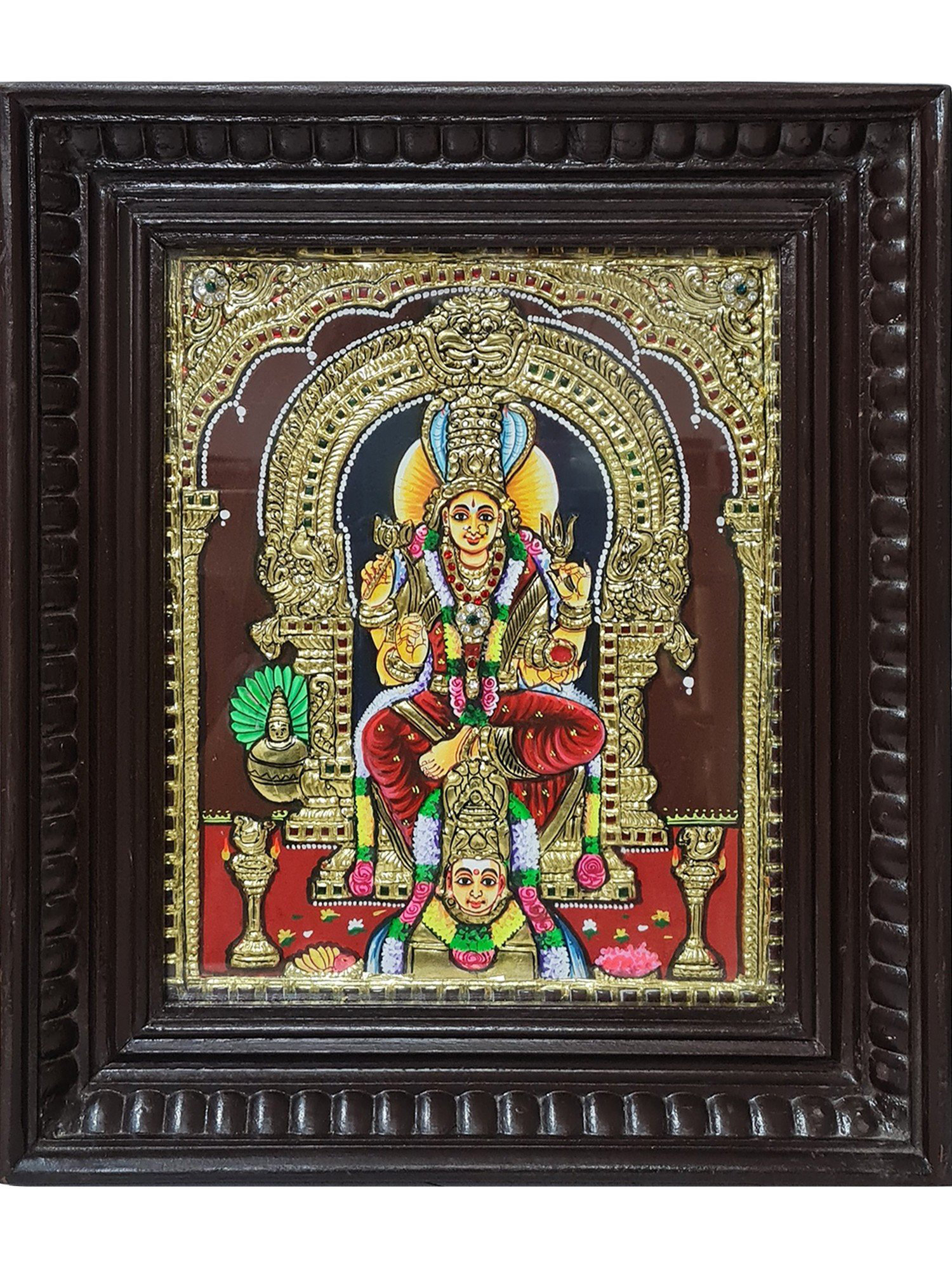Exotic India Goddess Karumariamman Tanjore Painting with Wooden Framev ...