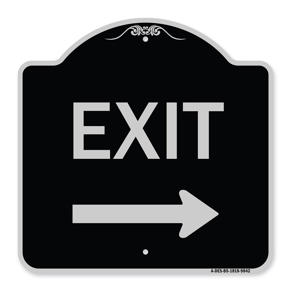 Signmission Designer Series Sign - Exit With Right Arrow | Black & Gold ...