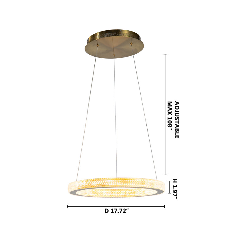 Everly Quinn 1-Light Gold LED Chandelier With A Clear Acrylic Len | Wayfair