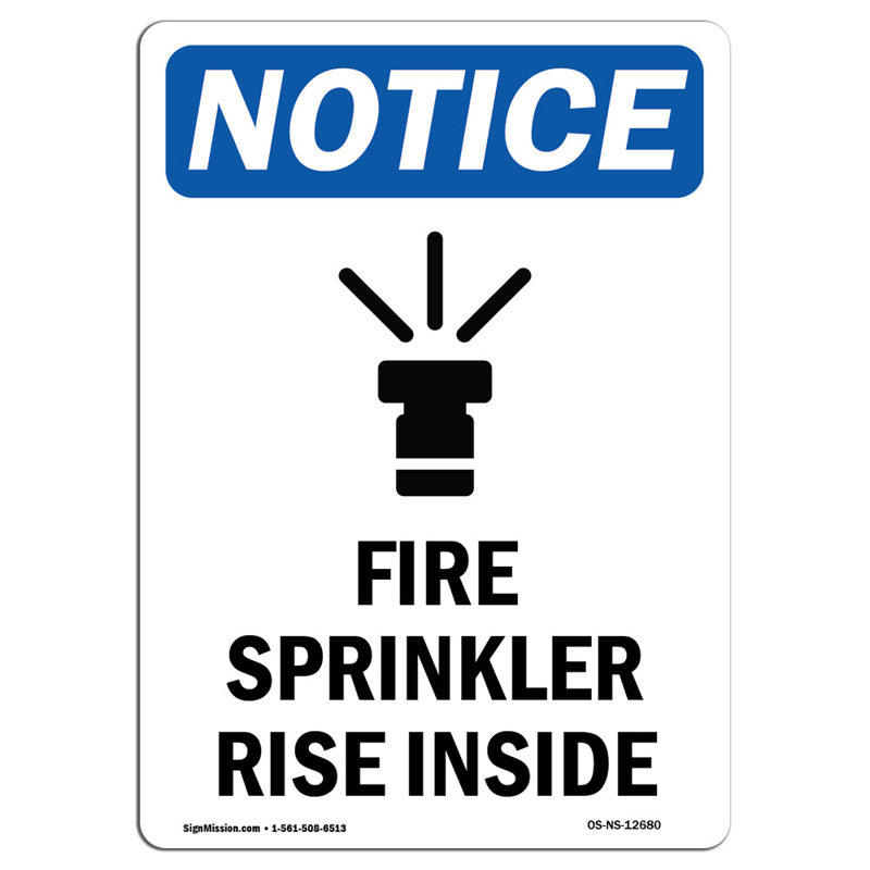 SignMission Fire Sprinkler Riser Inside Sign with Symbol | Wayfair