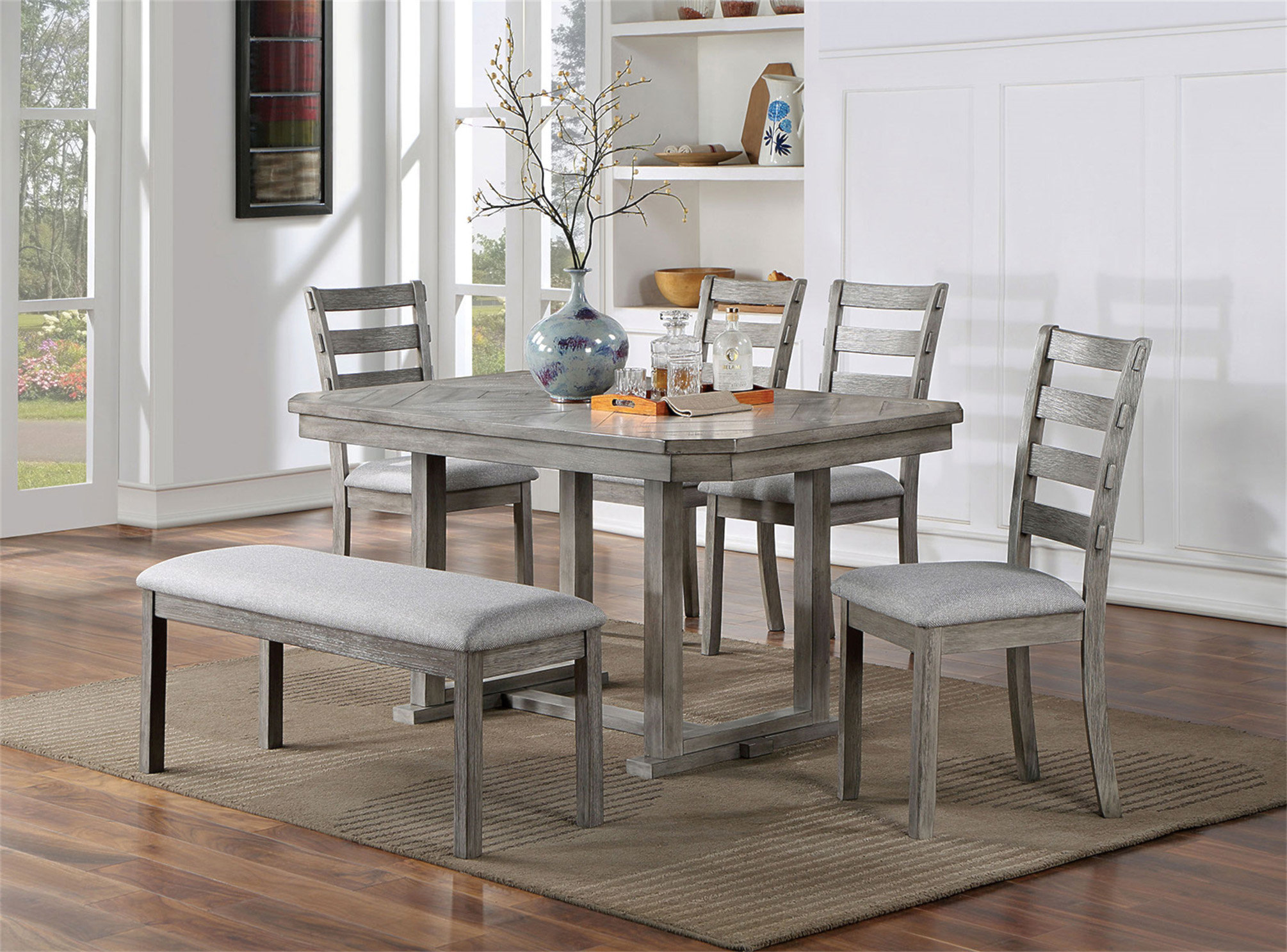 Rosalind Wheeler Dining Table Side Chairs Dining Set Grey Finish Dining ...
