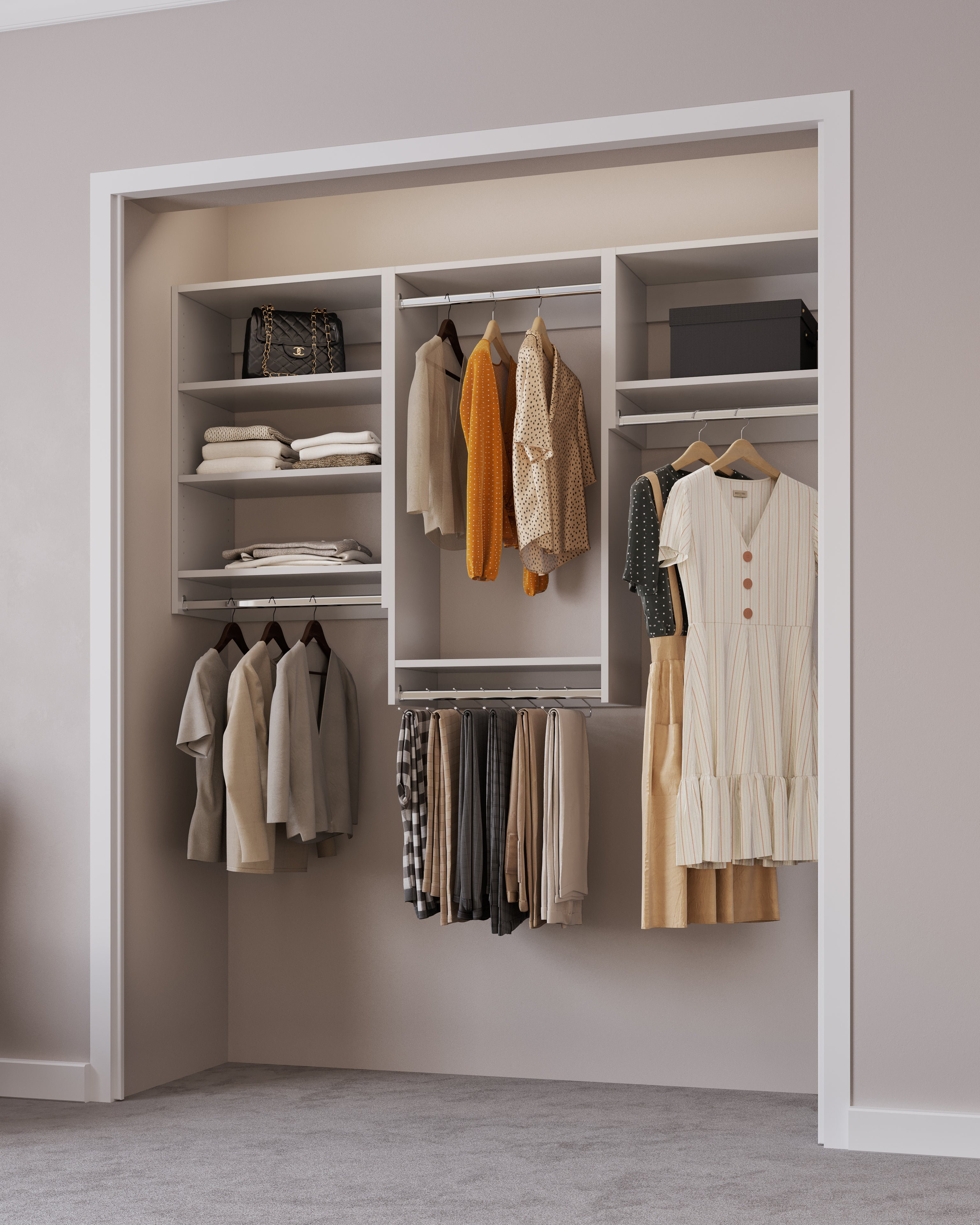 Modular Closets Closet System Walk-In Sets with 3 Hanging unit and ...