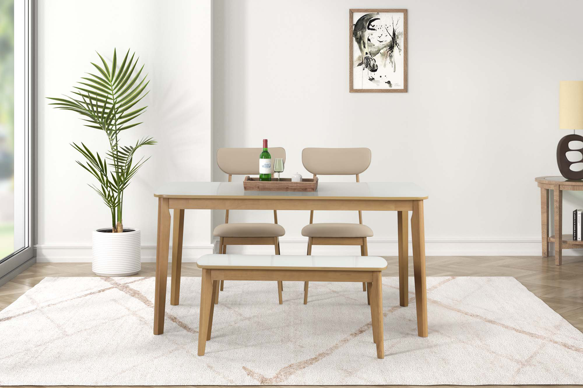 George Oliver 6-Piece Dining Table Set,One Table One Bench And Four ...