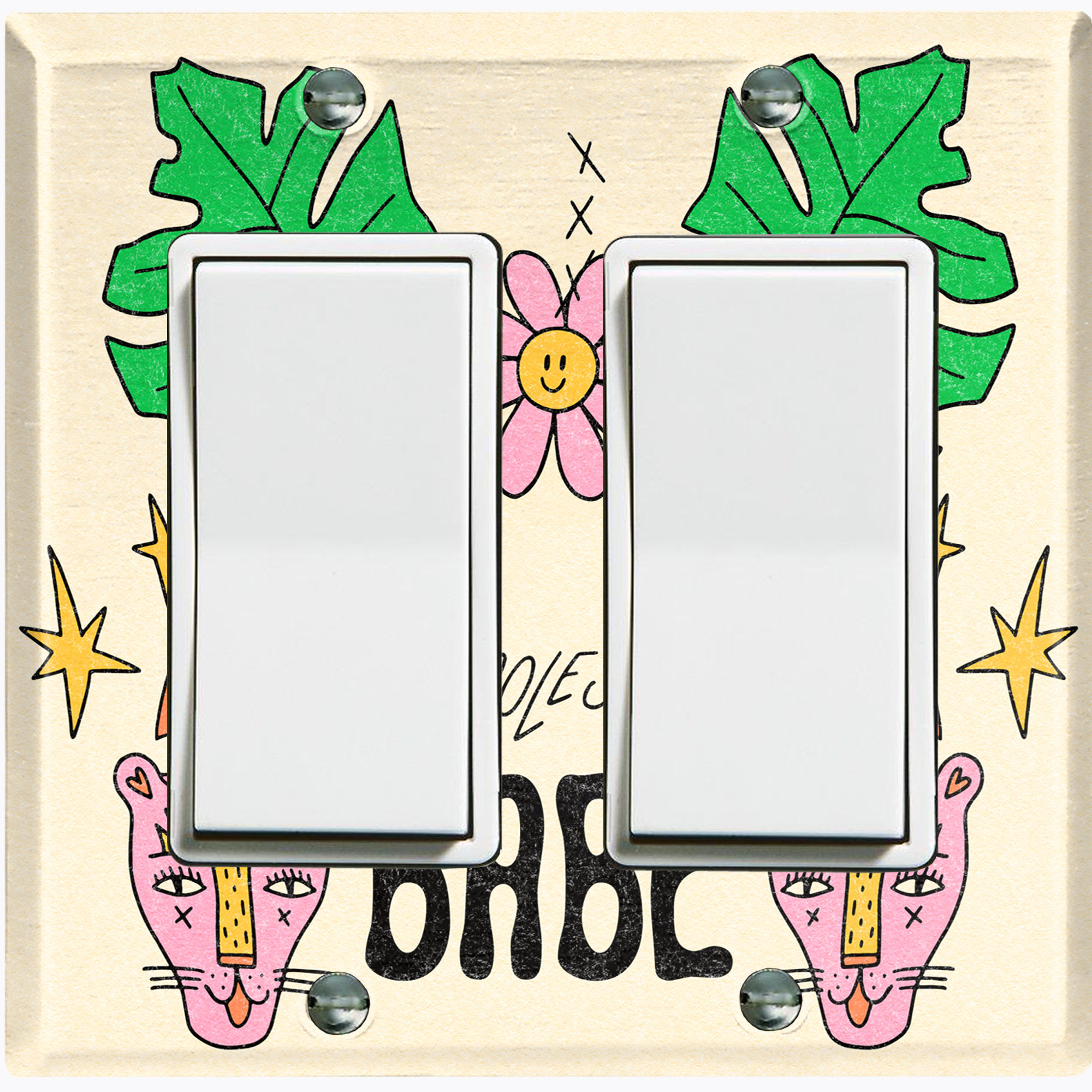 WorldAcc Metal Light Switch Plate Outlet Cover (Cute Babe Cool Leaf Cat ...