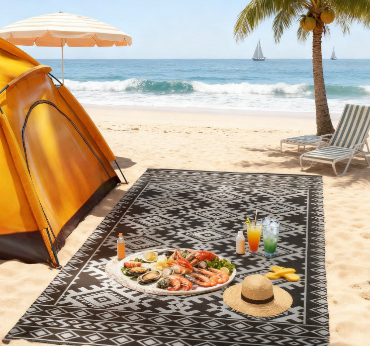 Latitude Run® Reversible Outdoor Rug For Patio And Camping - Portable ...