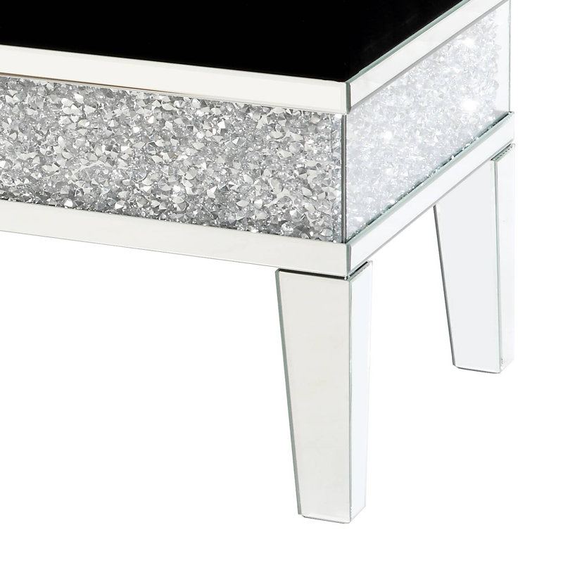 Everly Quinn Antaja Faux Leather Upholstered Storage Bench in Black and ...