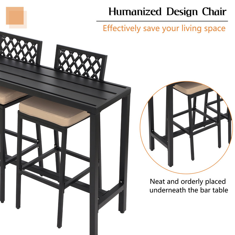 Latitude Run® 2-person Long Bar Height Patio Dining Set Outdoor Counter ...