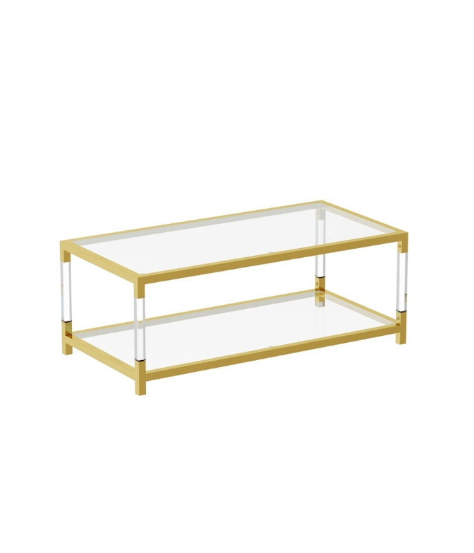 Everly Quinn Modern Minimalist Coffee Table - Gold Metal Frame ...