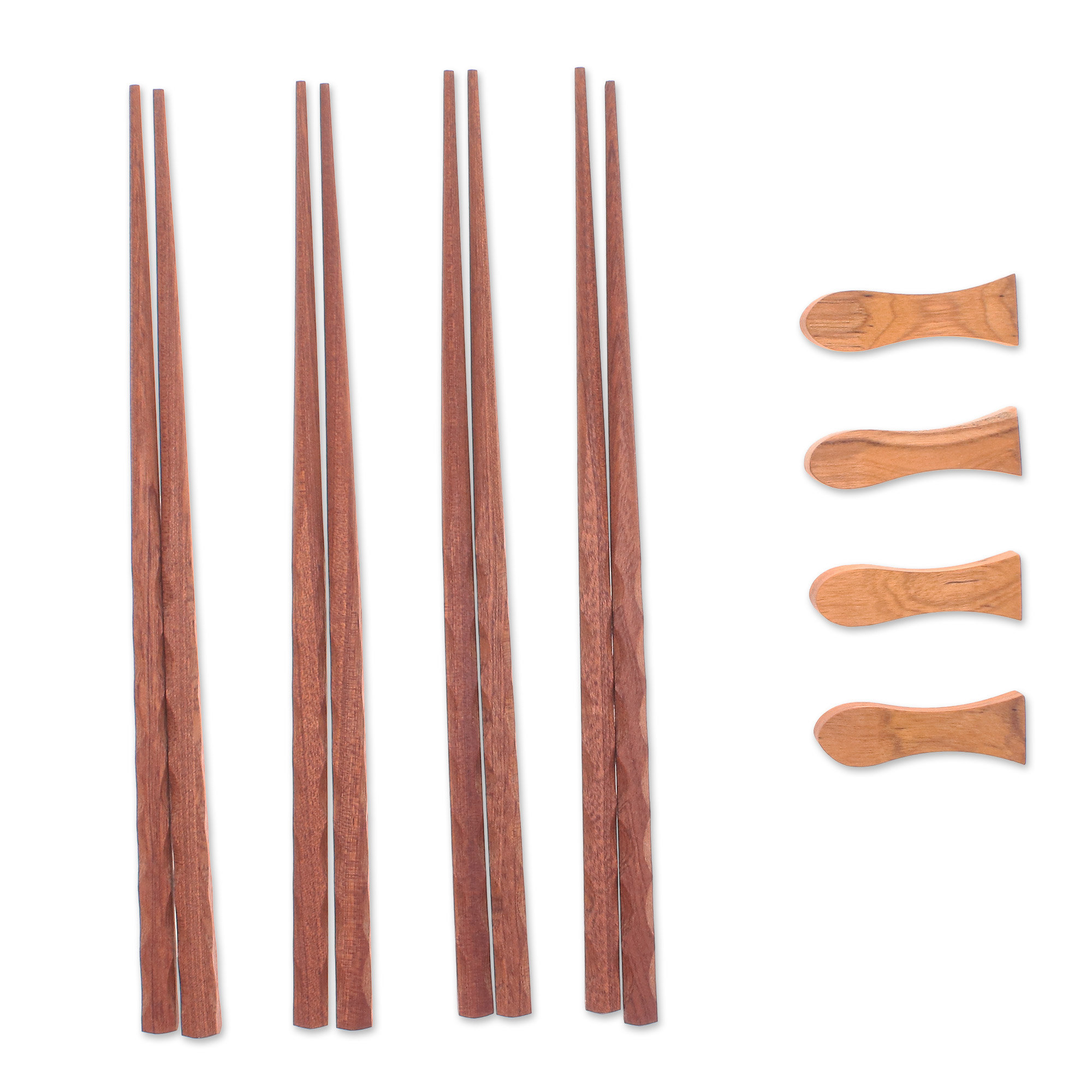 Millwood Pines Handmade Tasty Meal Teak Wood Chopsticks Set (Set For 4 ...