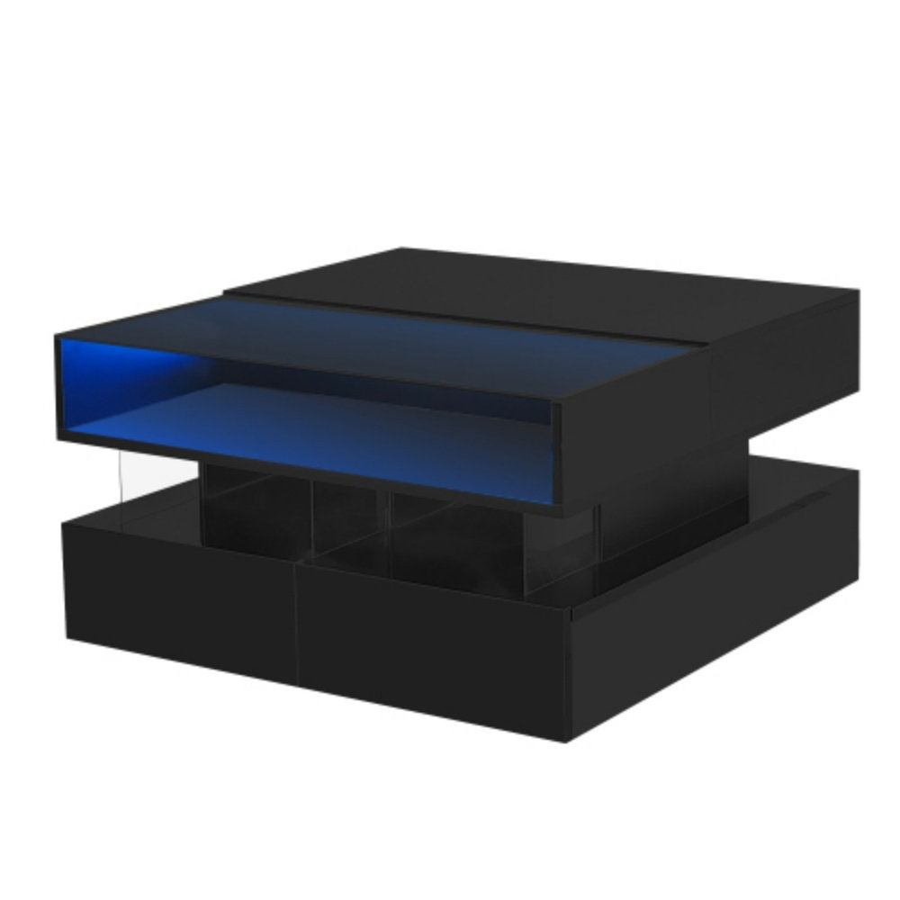 Ivy Bronx Modern Lift-Top Coffee Table With 2 Drawers & LED Lights ...