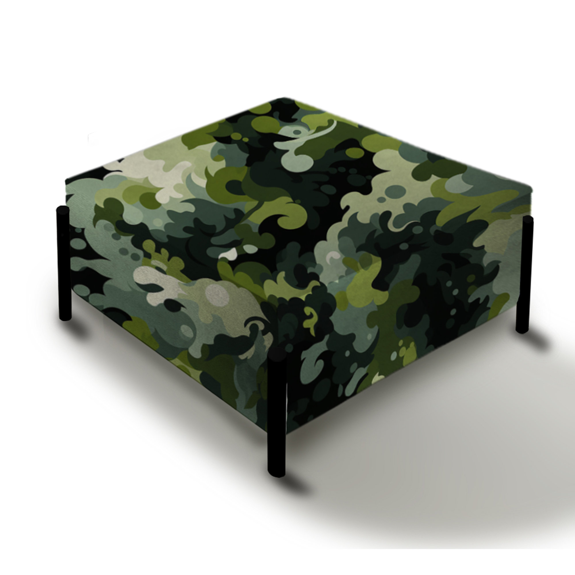 Design Art Lush Camouflage Jungle - Camouflage Large Square Ottoman ...