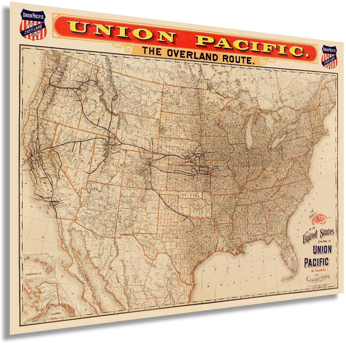 HISTORIC PRINTS HISTORIX Vintage 1892 United States Map - 24X36 Inch ...