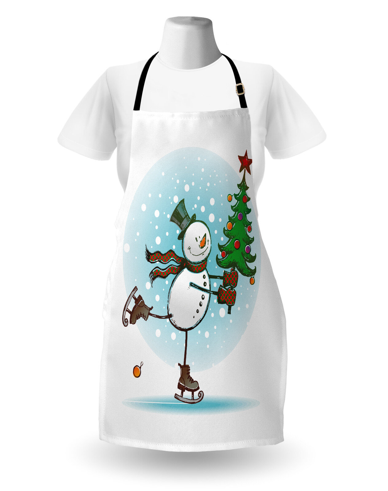 The Holiday Aisle® Snowman Apron Unisex, Skating Xmas Tree Snow, Adult ...