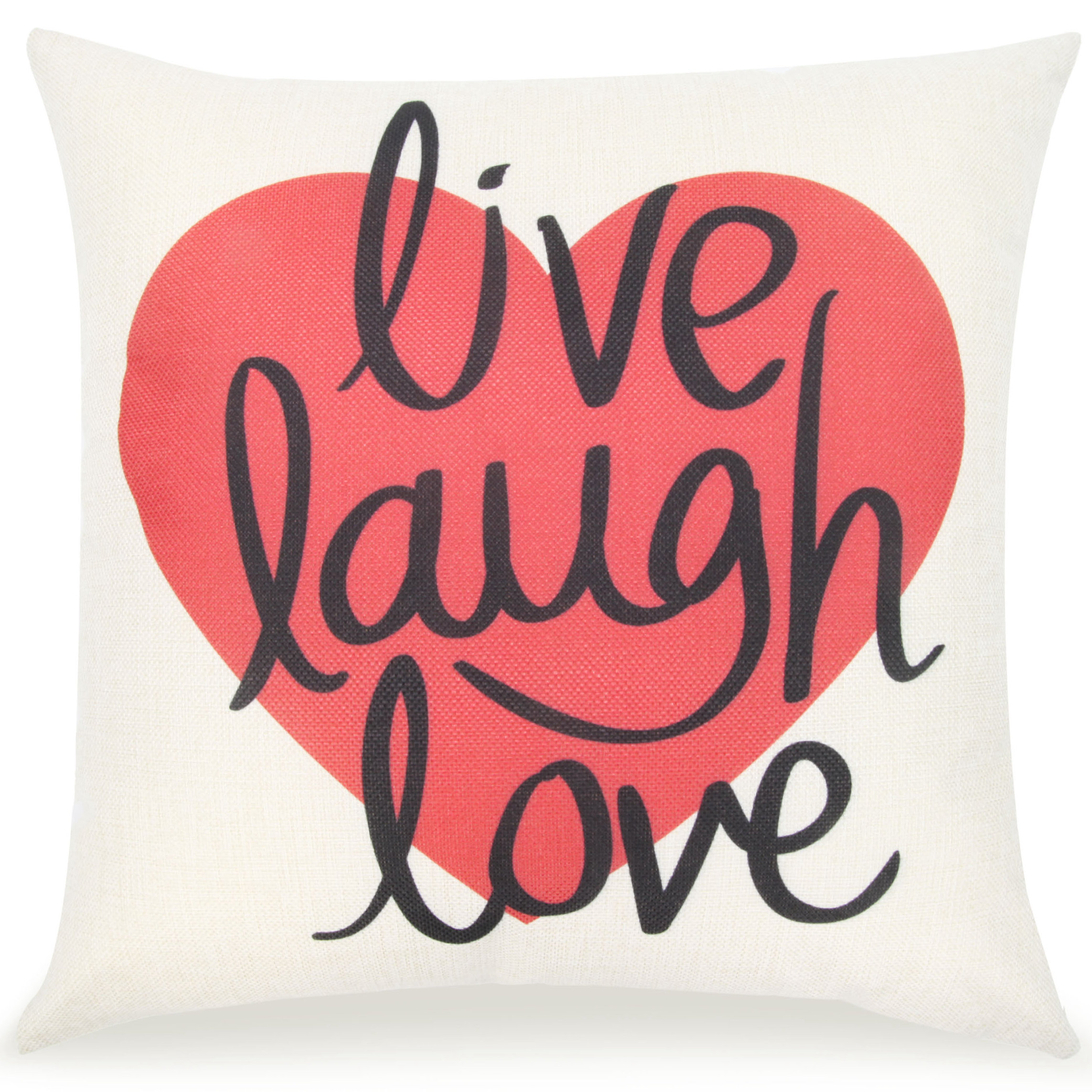 Pal Fabric Live Laugh and Love Heart Throw Pillow | Wayfair