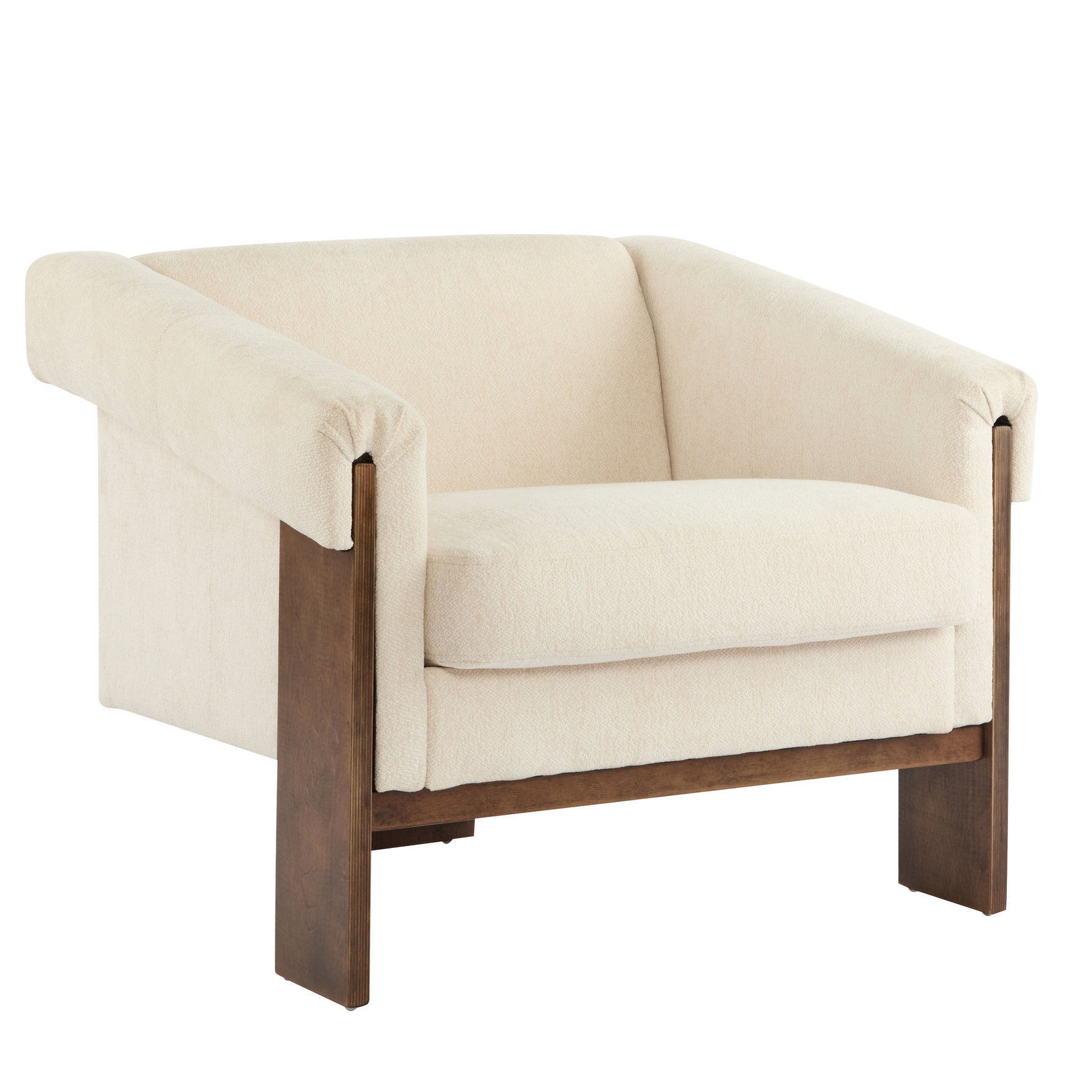 Latitude Run® 34" Mid-century Modern Armchair With White Upholstery ...