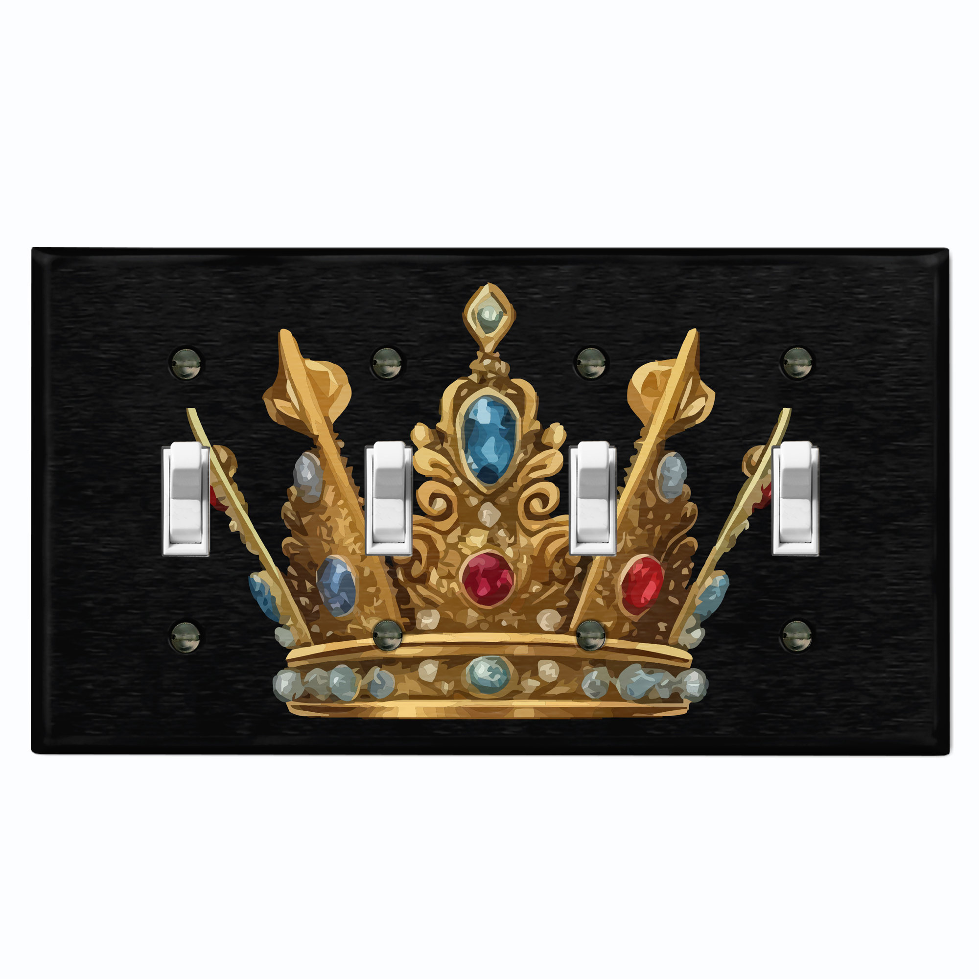 WorldAcc Elegant Jewel Crown Print Nature Themed 4 - Gang Toggle Light ...