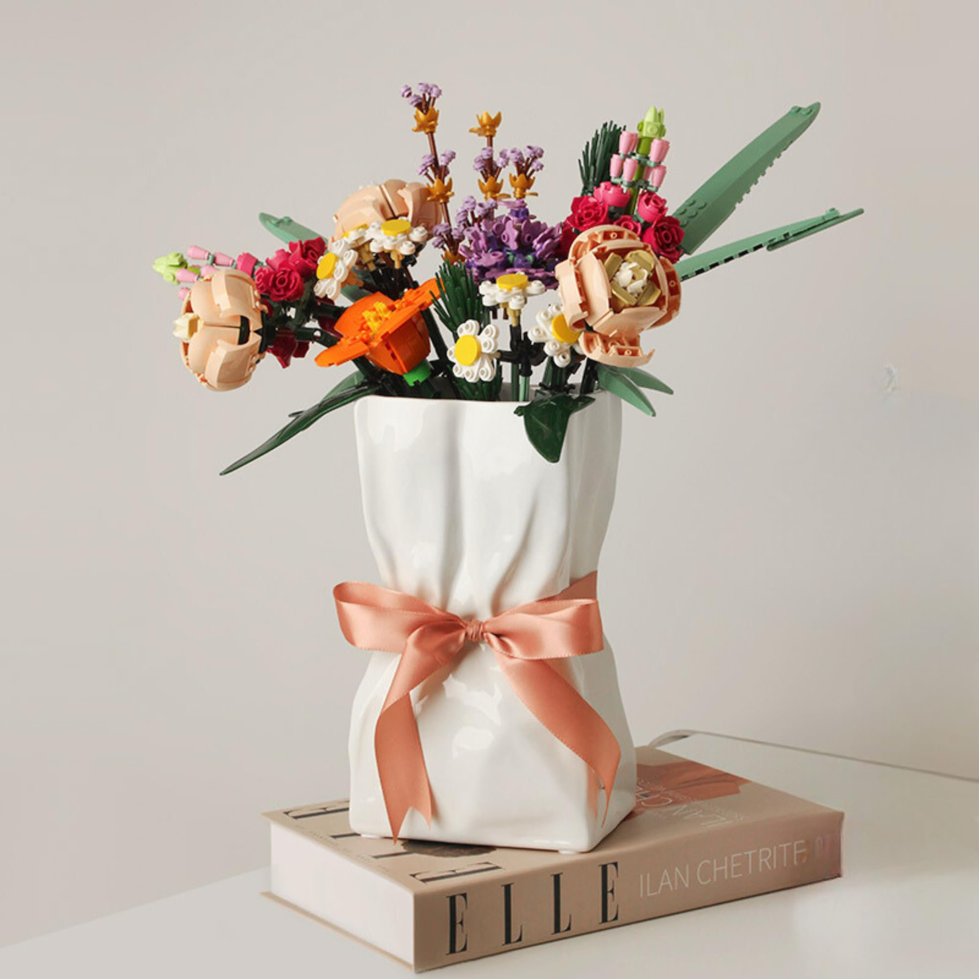 Ivy Bronx Paper Bag Vase Ceramic Crinkle, Cool Vase For Lego Flower ...