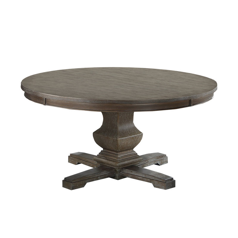 Rosalind Wheeler 60-Inch Round Wooden Dining Table With Pedestal Base ...