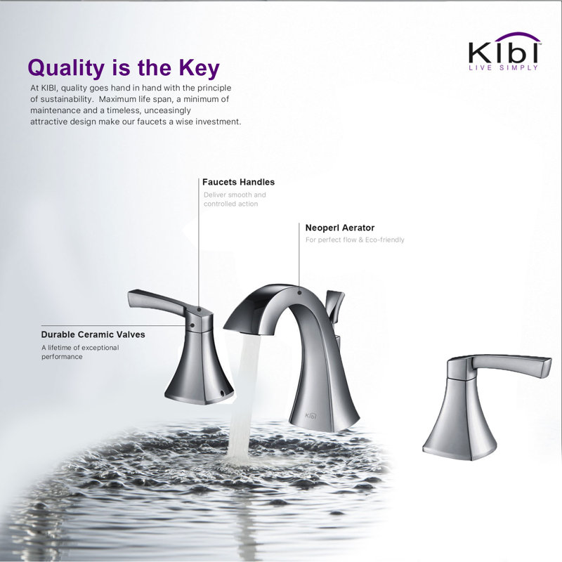 KIBI USA Pyramid Widespread Faucet 2-handle Bathroom Faucet with Drain ...