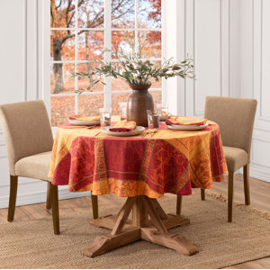 Wildon Home® Erida Maplewood Jacquard Harvest Cotton Oval Tablecloth ...