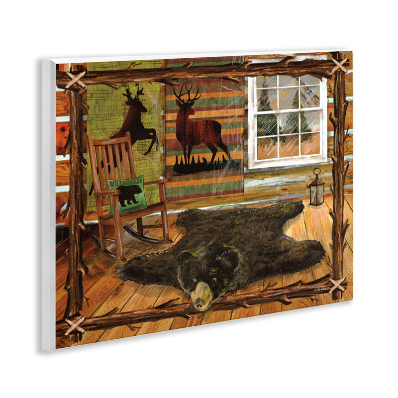 Stupell Industries Rustic Cabin with Border Wall Plaque Art by Ed Wargo ...