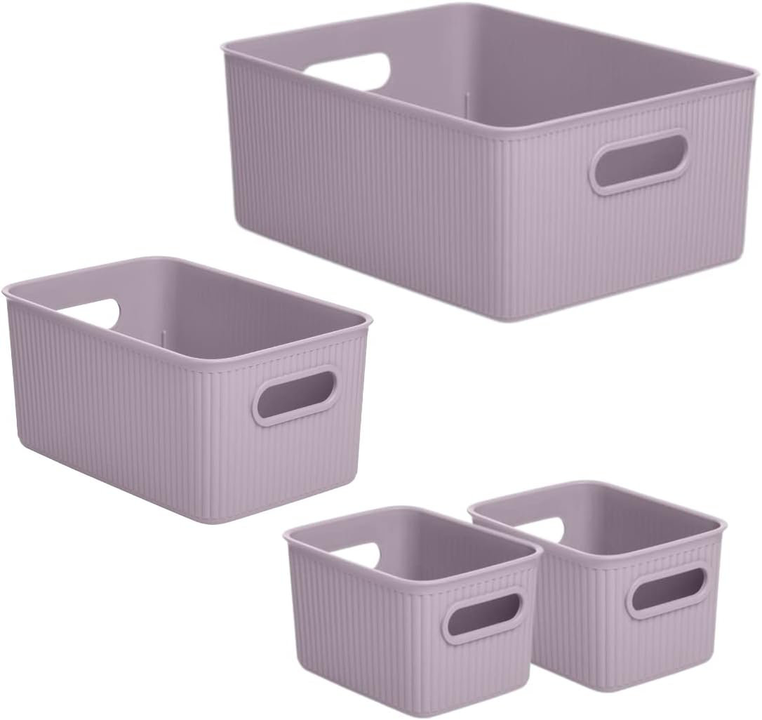 Latitude Run® Decorative Plastic Storage Bins (Set of 4) | Wayfair