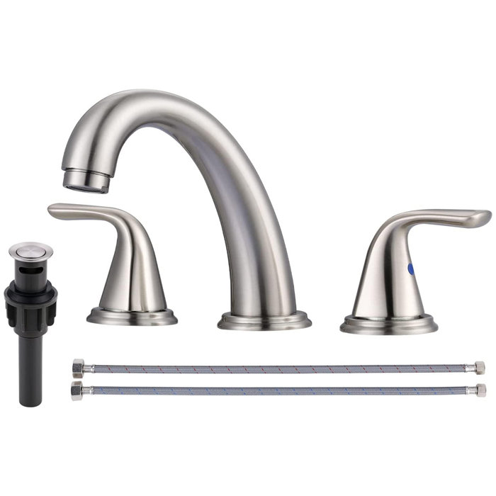 Aleasha Widespread Bathroom Sink Faucet, 3 Hole Faucet With Pop-Up ...