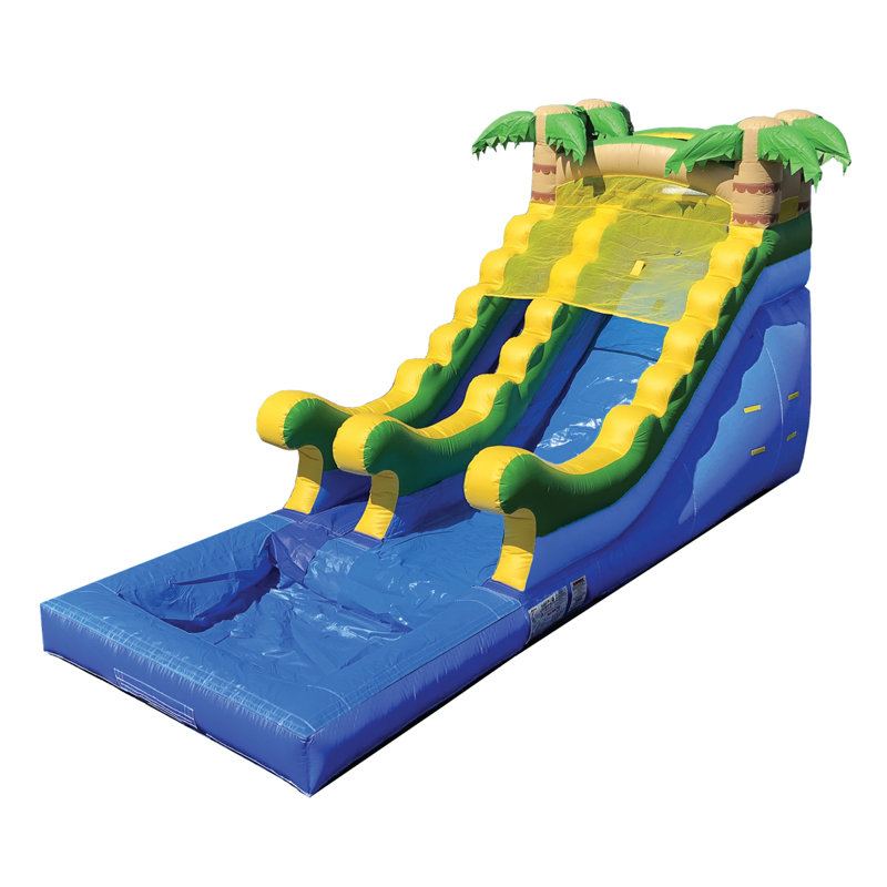 Jingo Jump 14' H x 27' L Inflatable Tropical Water Slide with Air ...