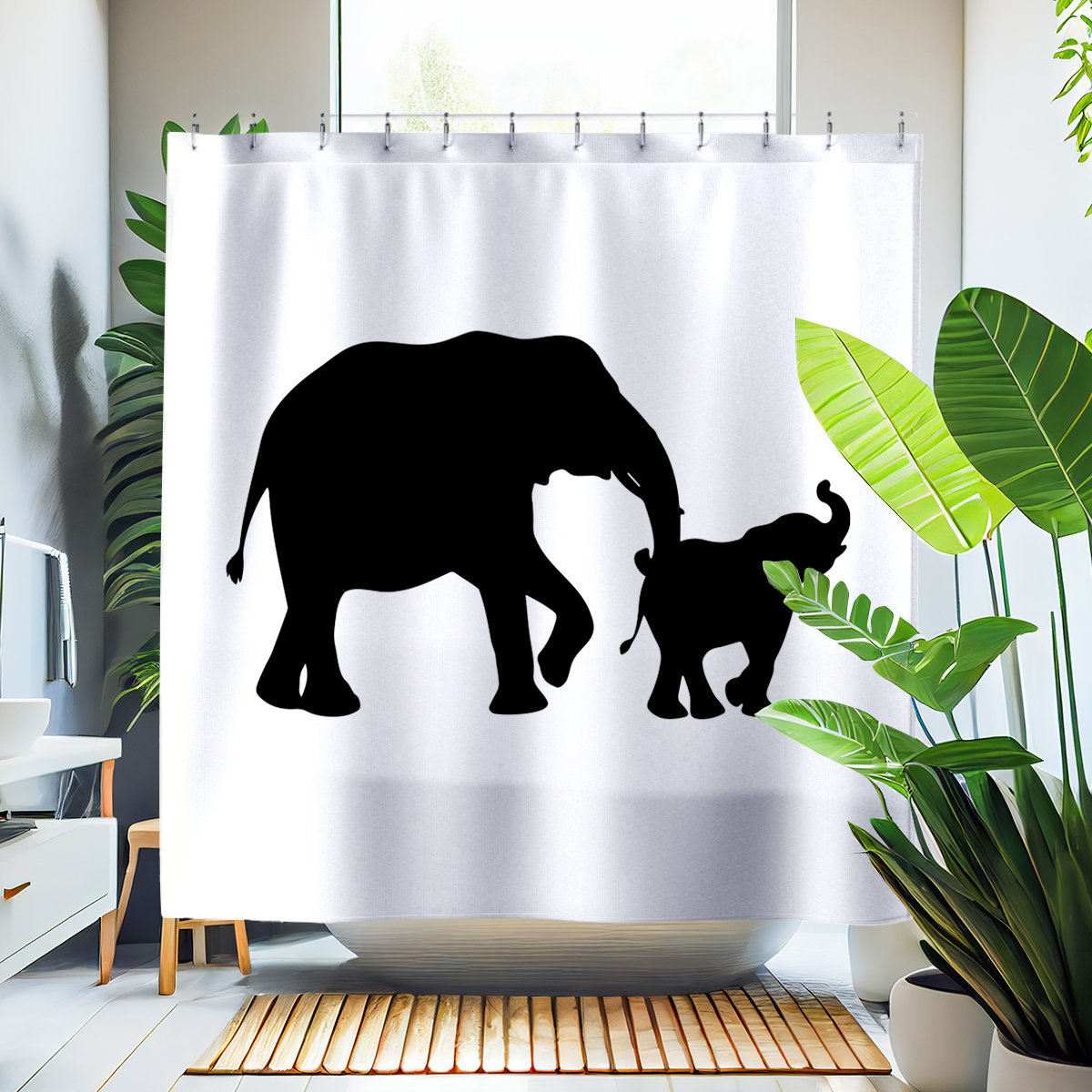 ULLI HOME Roco Elephant Shower Curtain - Wayfair Canada